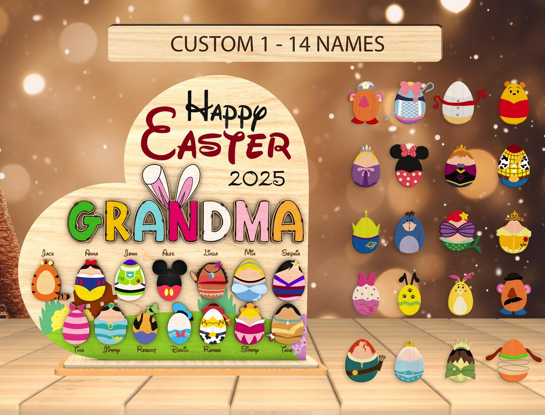 Personalized Happy Easter Heart Sign Svg, Gift for Grandma, Custom ...