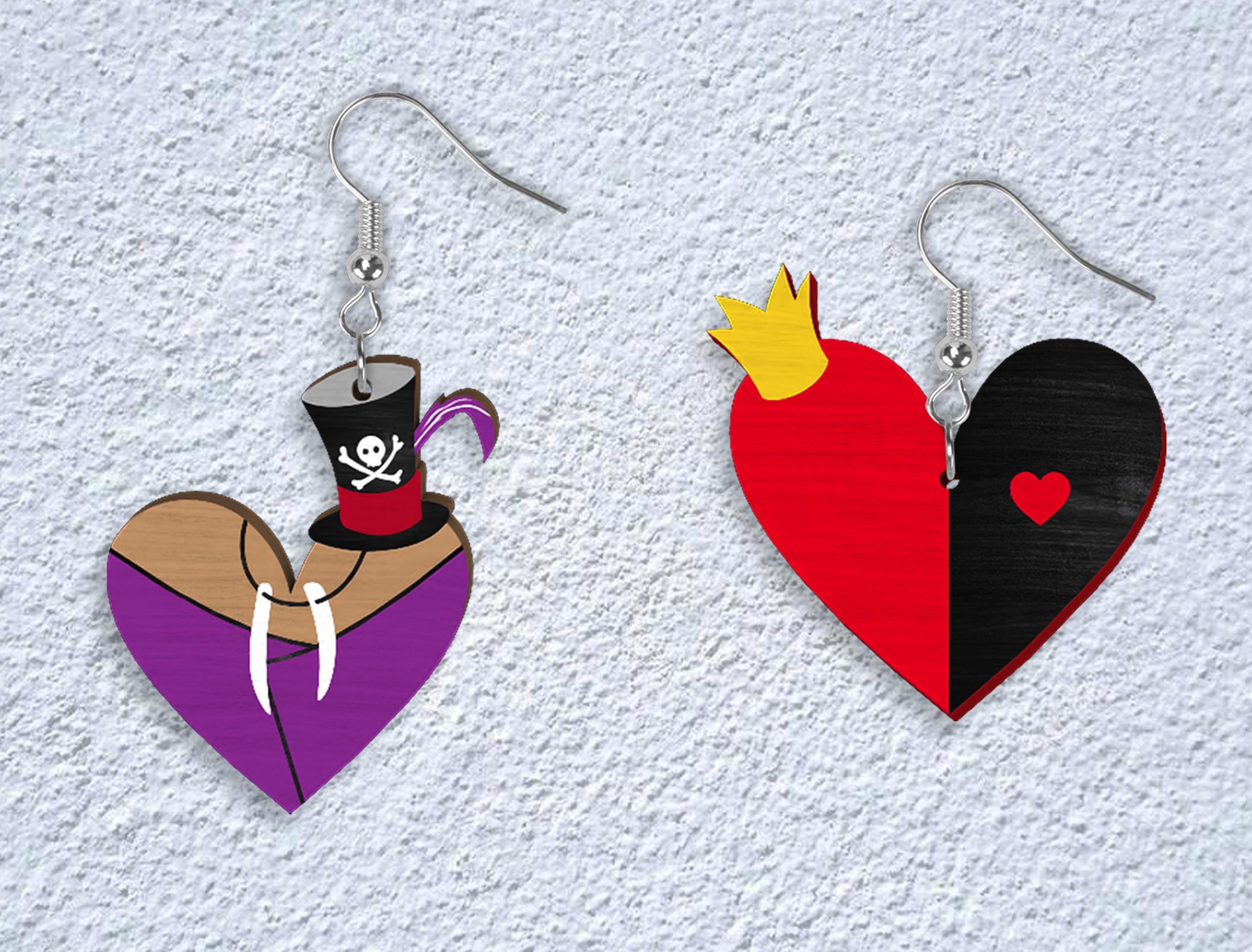 Villains Earring Svg, Villains Heart Earring Svg, Valentines Earring ...