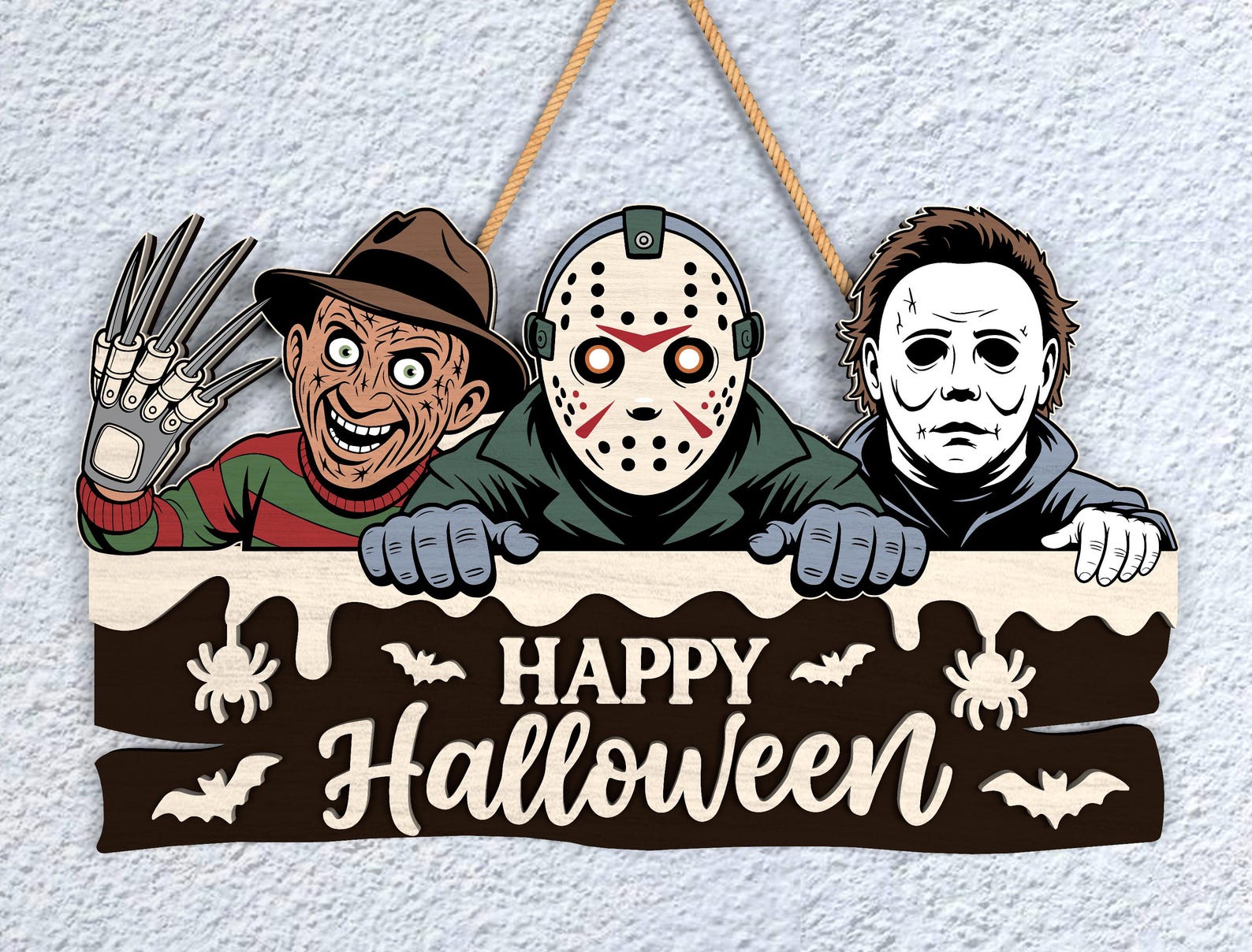 Horror Movie Character Door Hanger Svg Bundle, Happy Halloween Sign ...