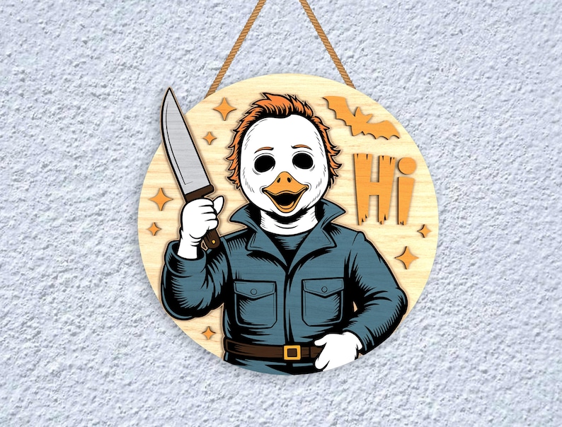 Hi Horror Goose Door Hanger SVG Bundle, Horror Movie Door Sign Laser ...