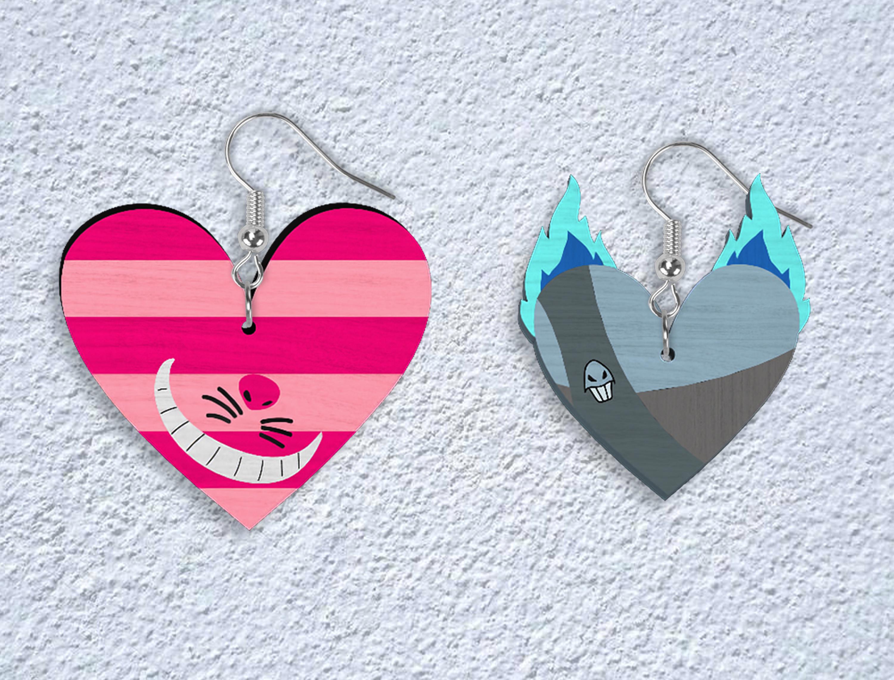 Villains Earring Svg, Villains Heart Earring Svg, Valentines Earring ...