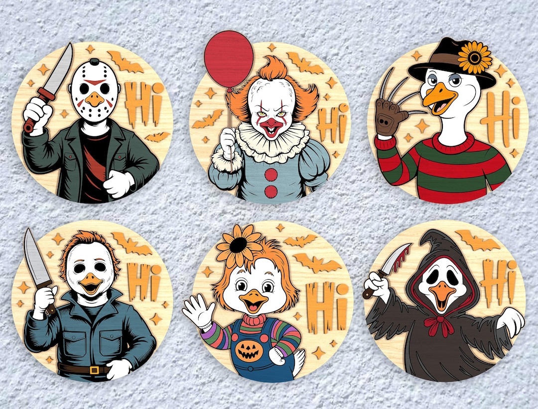 Hi Horror Goose Door Hanger SVG Bundle, Horror Movie Door Sign Laser ...