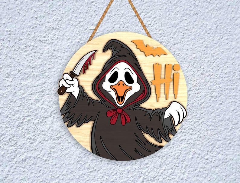Hi Horror Goose Door Hanger SVG Bundle, Horror Movie Door Sign Laser ...