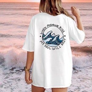 Ocean Waves Cotton T-shirt, Comfort Color Tees, Surf Shirt, Summer Tee ...