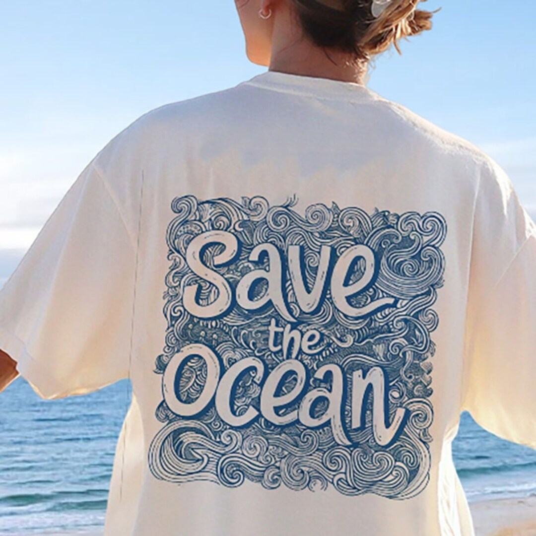 The Ocean Wave Pattern Lady's Oversized T-shirt, Ocean Lover Tee, Save ...