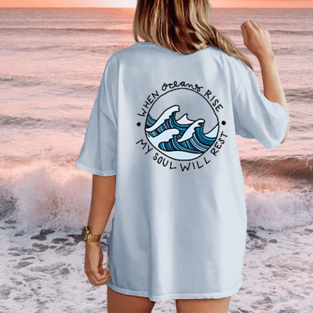 Ocean Waves Cotton T-shirt, Comfort Color Tees, Surf Shirt, Summer Tee ...