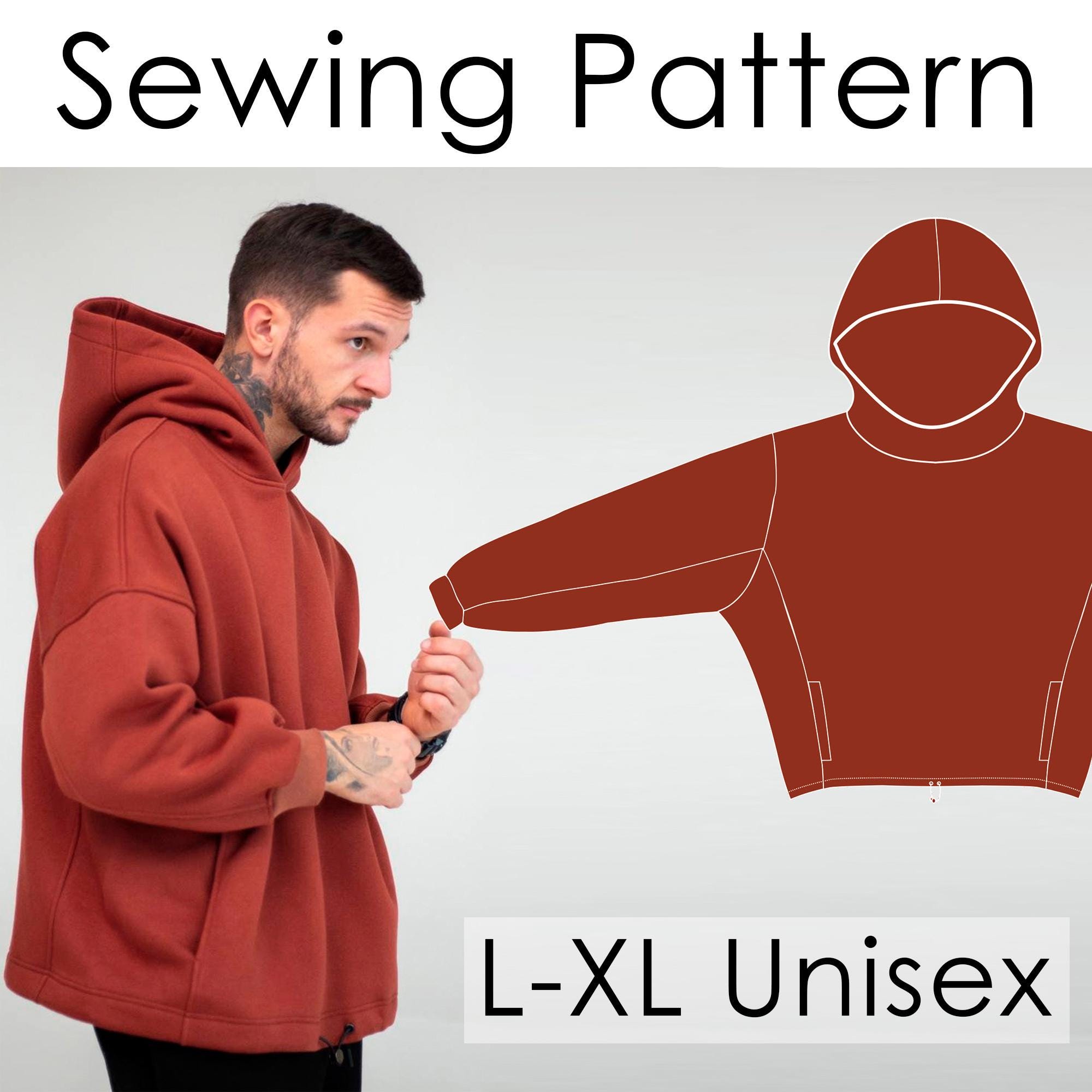 PDF Oversized Unisex Hoodie Sewing Pattern L-XL - Digital Template and ...
