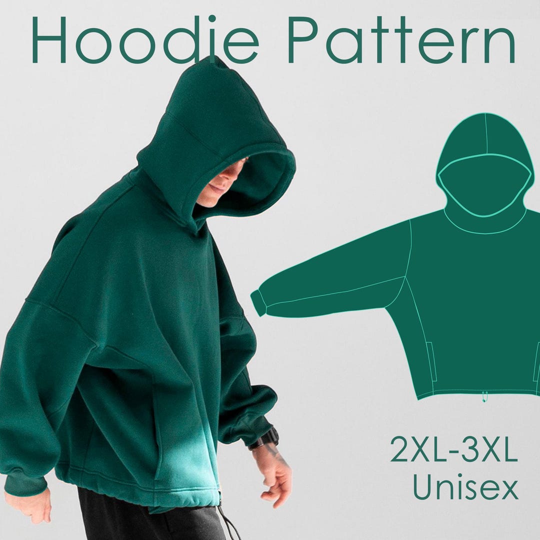 Patron de couture PDF sweat à capuche oversize 2XL-3XL - Modèle ...
