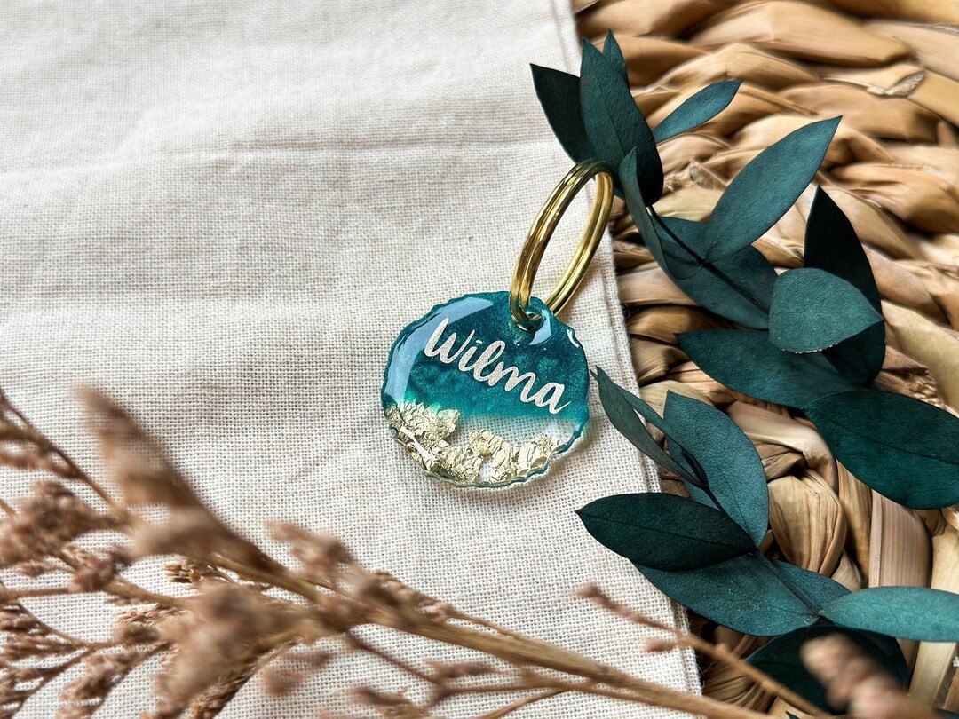 Animal Tag Personalized 'ocean' Geode Shape Resin Pendant Gift Idea for ...