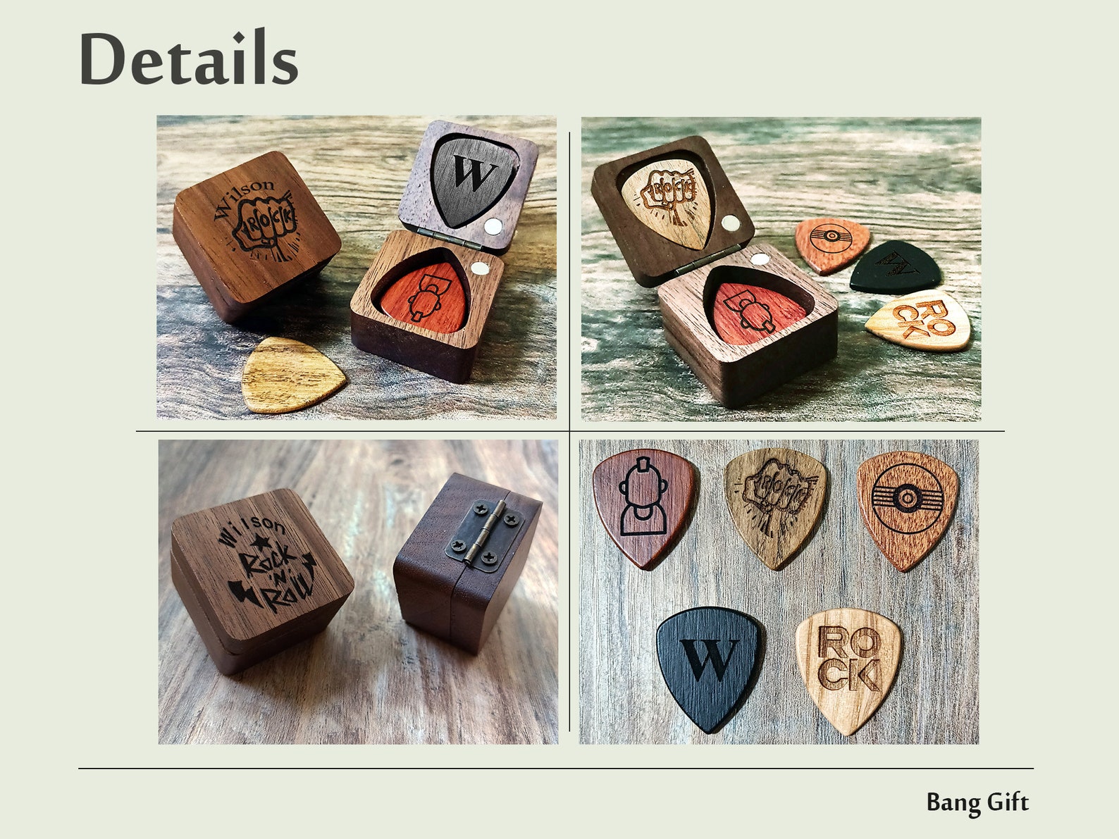 Engraved Wooden Guitar Pick Box: Personalized Guitar Picks, Musician ...