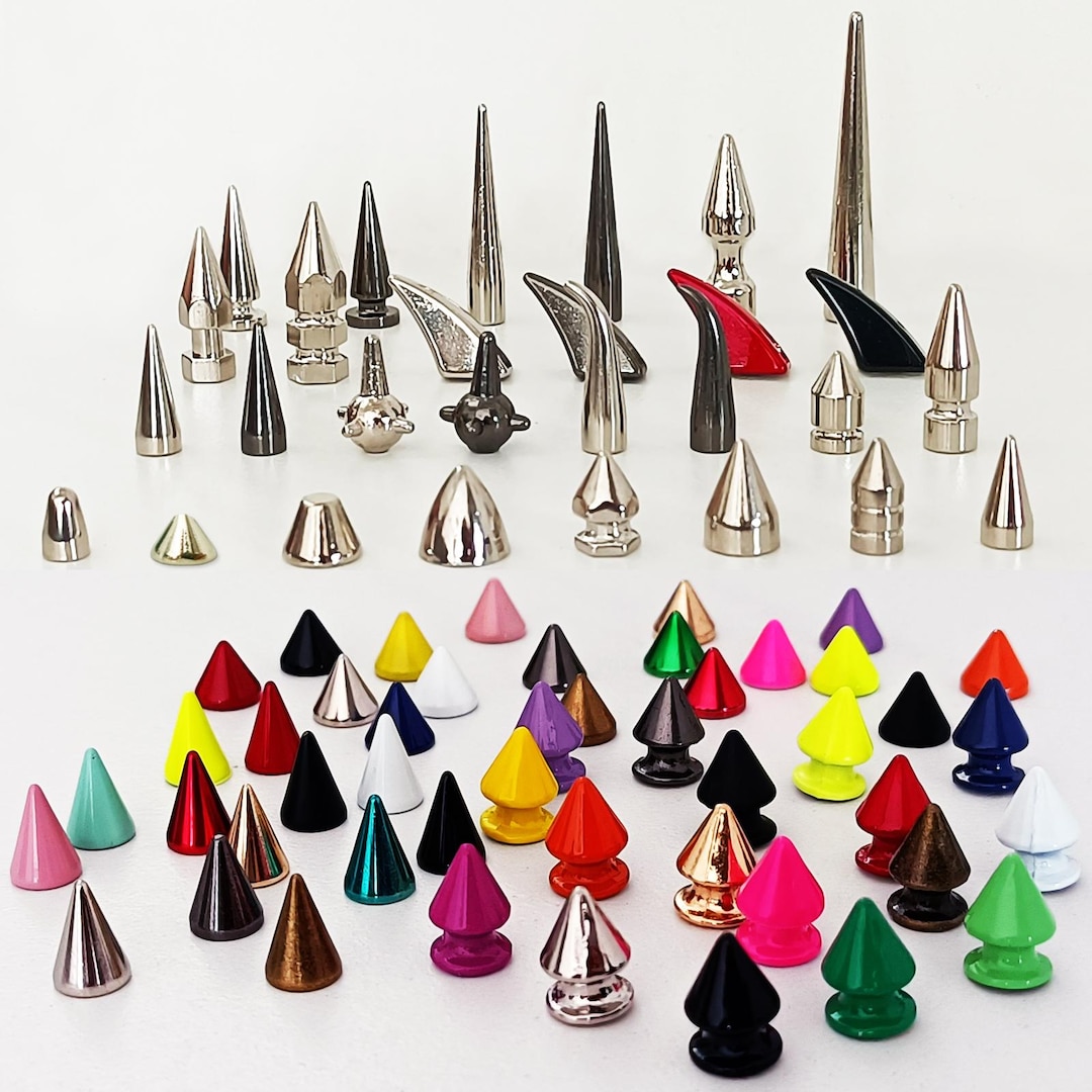 Punk Rivet Studs Silver Black Red Screwback Spikes 20 Pcs Set Diy