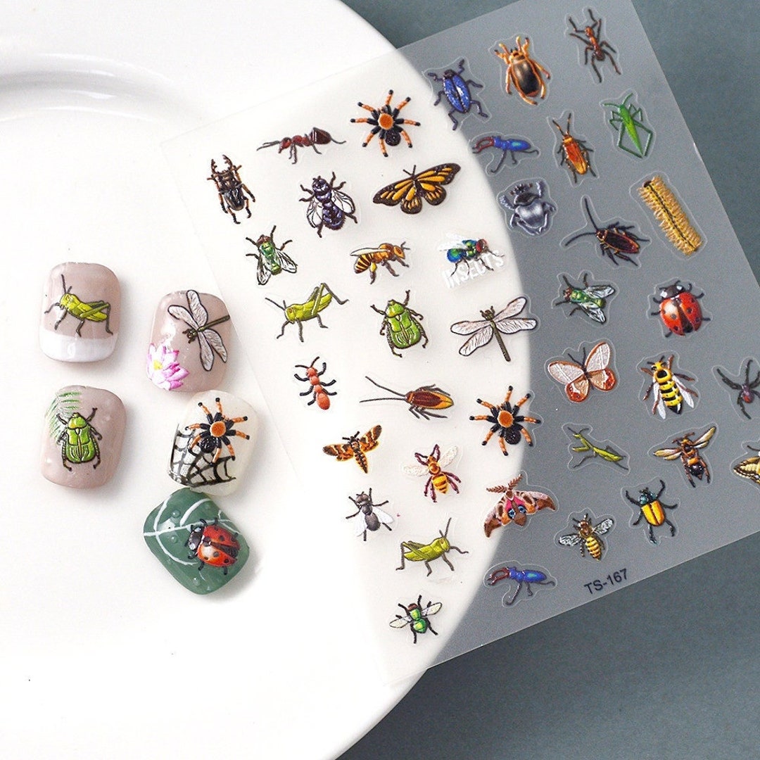 5D Embossed Insects Nail Stickers NO.1 Beetle Bug Spider - Etsy