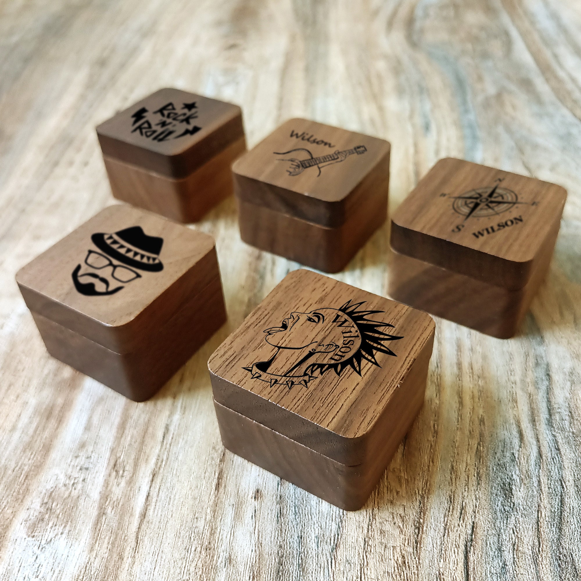Engraved Wooden Guitar Pick Box: Personalized Guitar Picks, Musician ...
