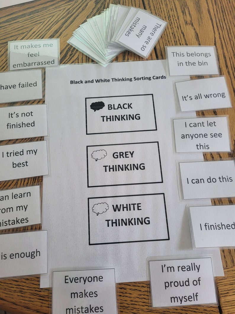 Black and White Thinking Sorting Cards ASD Emotional - Etsy