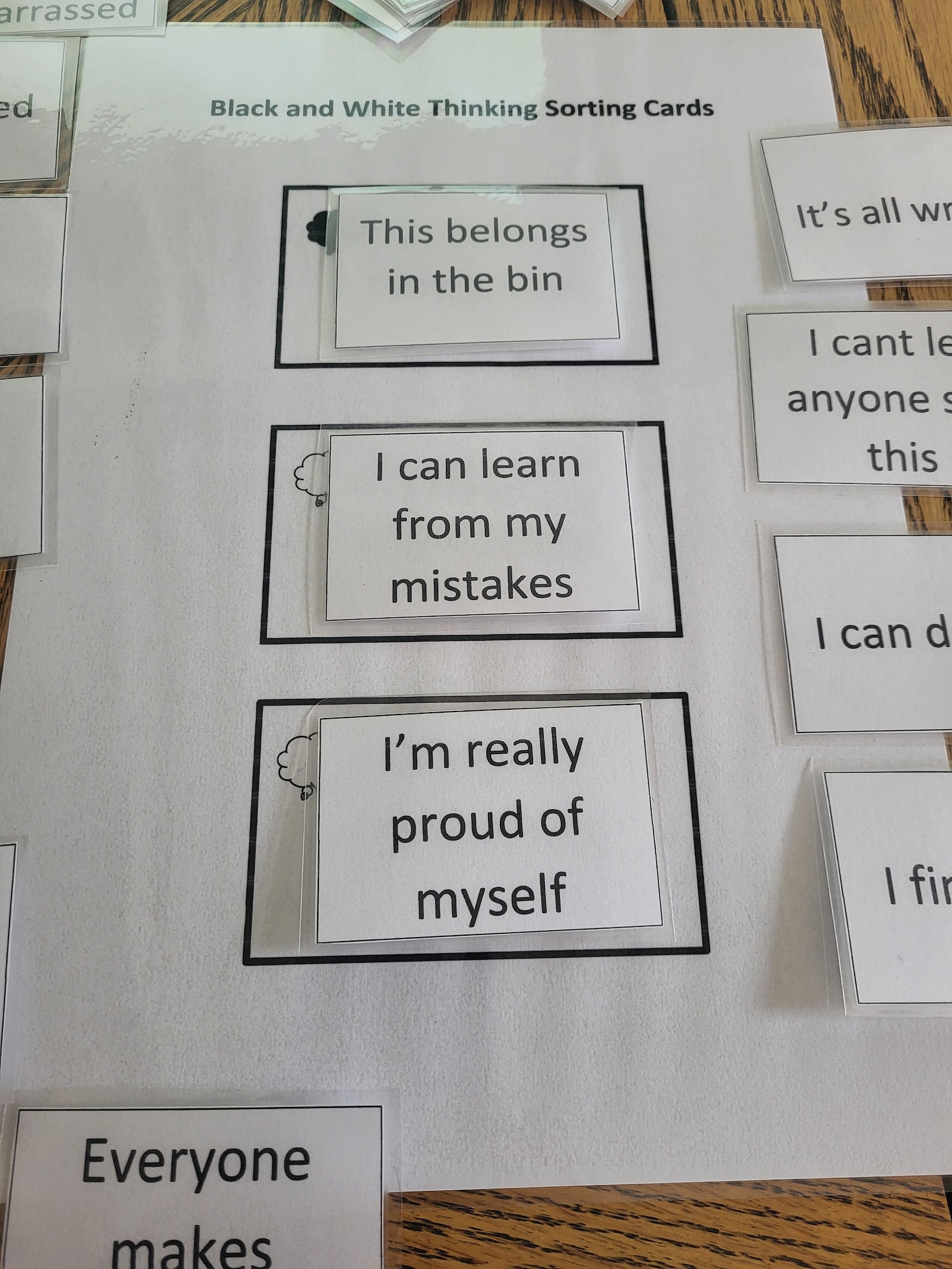 Black and White Thinking Sorting Cards - ASD, Emotional Regulation, SEN ...