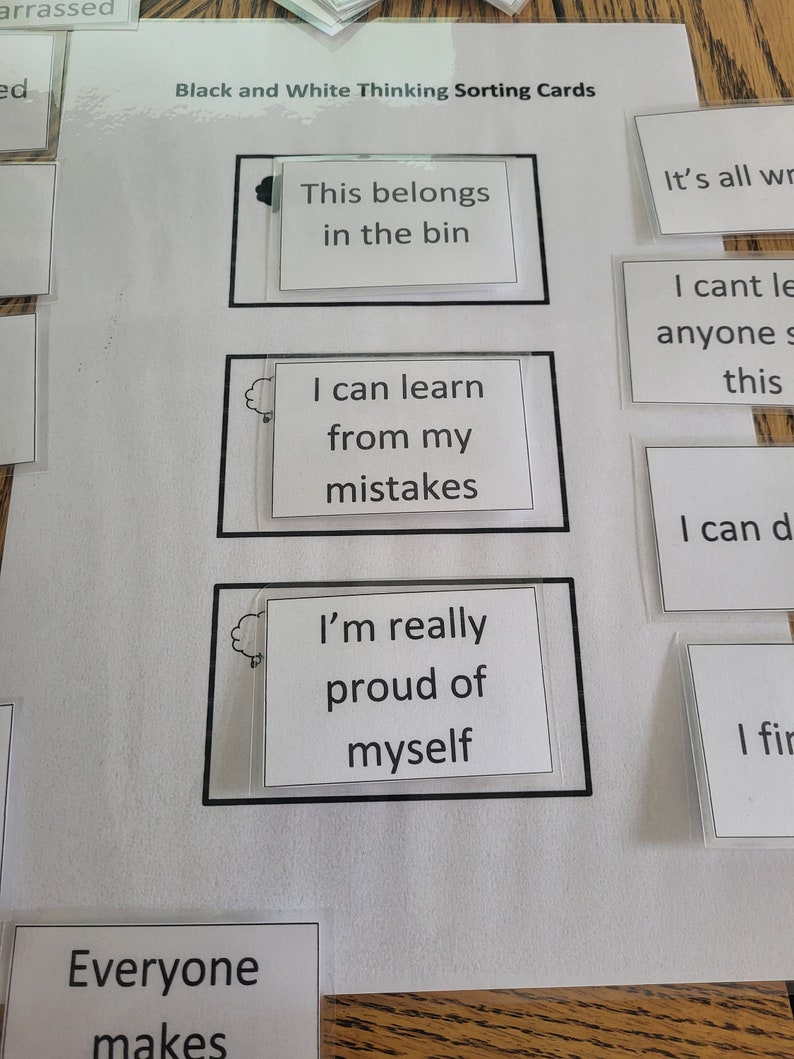 Black and White Thinking Sorting Cards ASD Emotional - Etsy