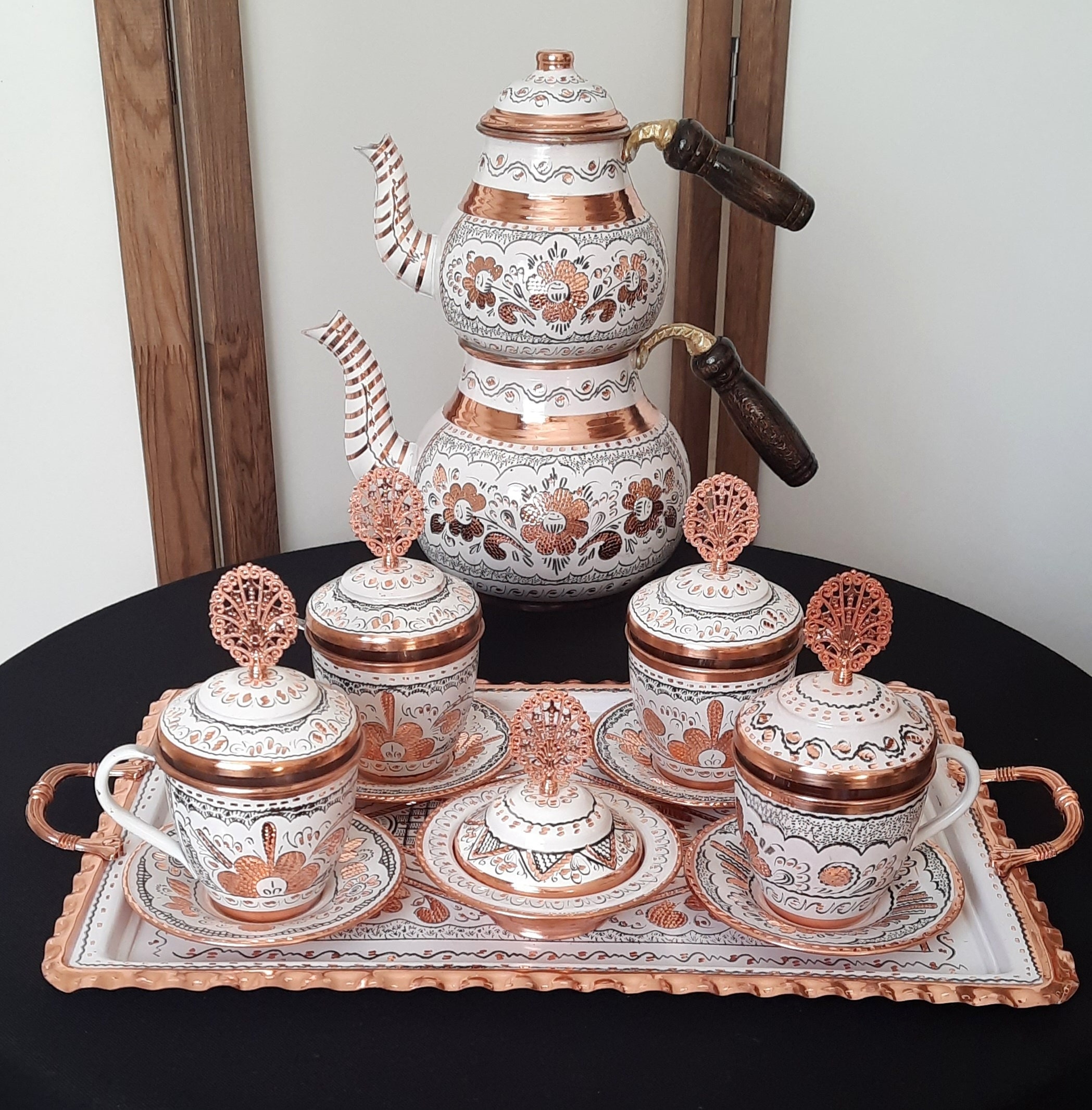 Turkish Tea Set, Copper Tea Set, Copper Tea Pot, Copper Tea Cups ...