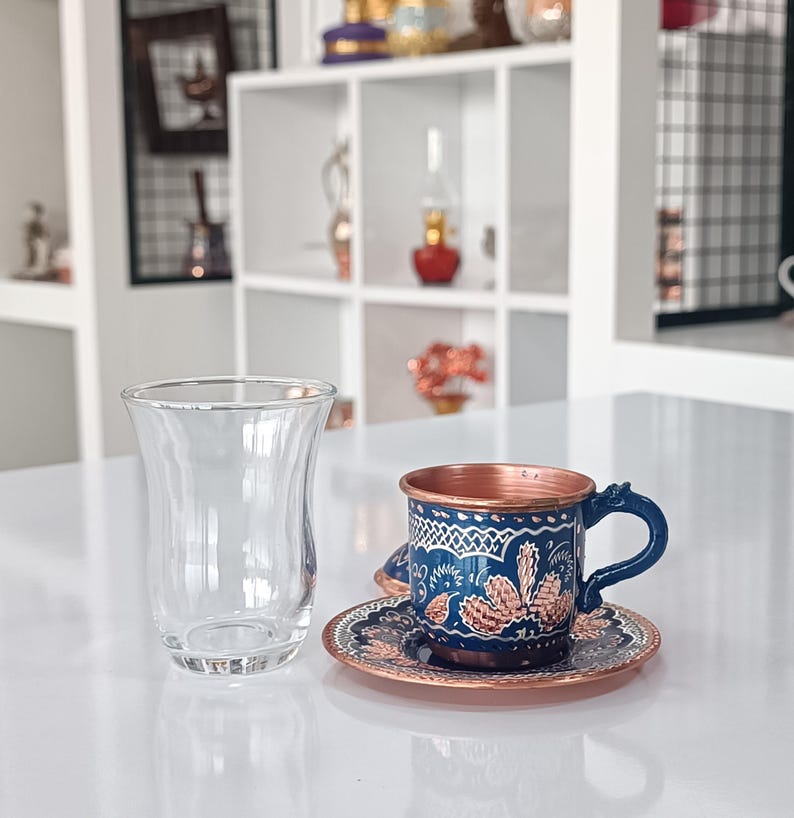 Copper Turkish Tea Cup, Handcrafted Tea Glass With Lid, Copper Gift ...