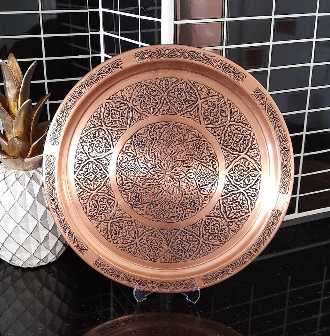 Turkish Copper Tray, Turkish Tray, Turkish Serving Tray, Round Tray ...