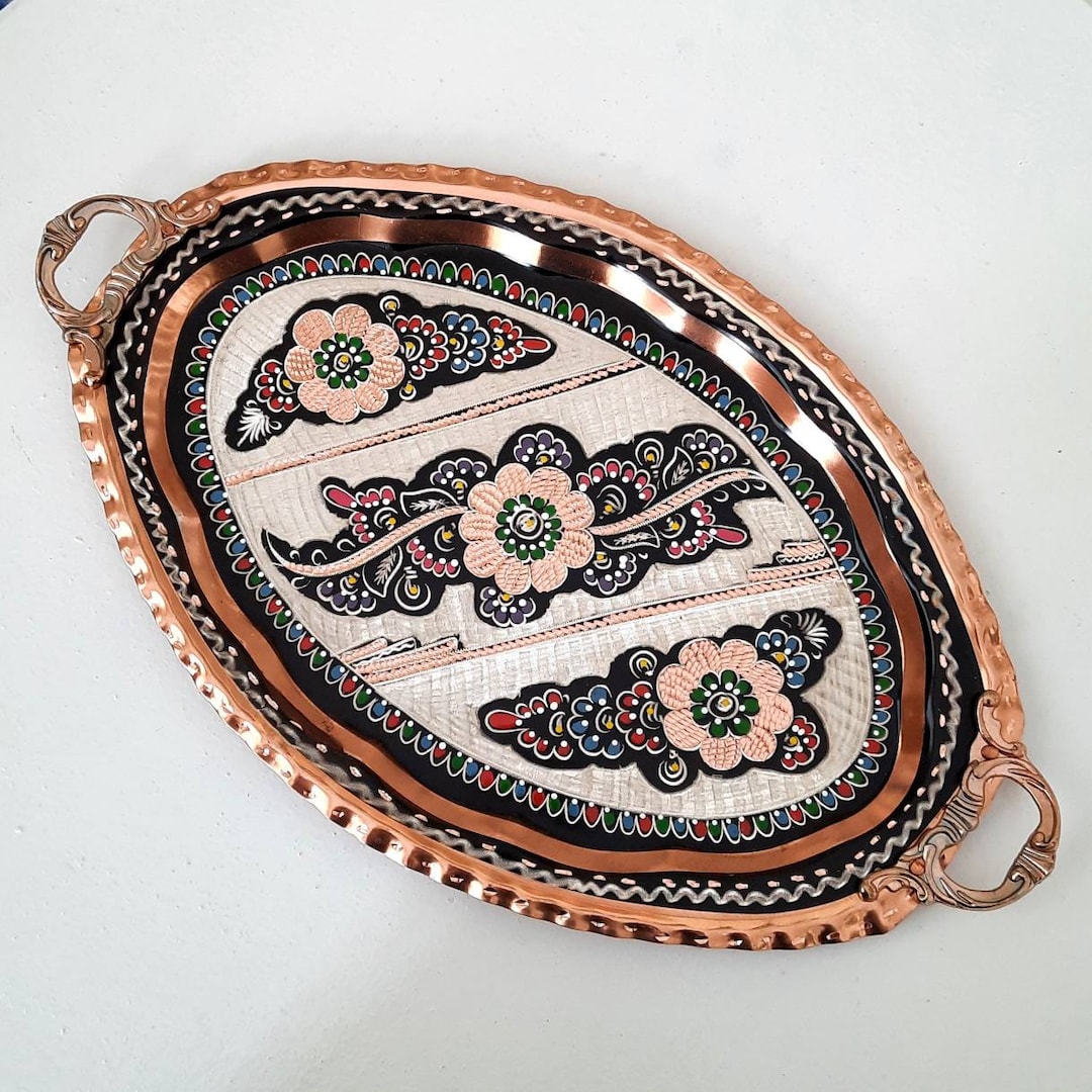 Copper Serving Tray, Turkish Tray, Tray Gift Ideas, Turkish Serving ...