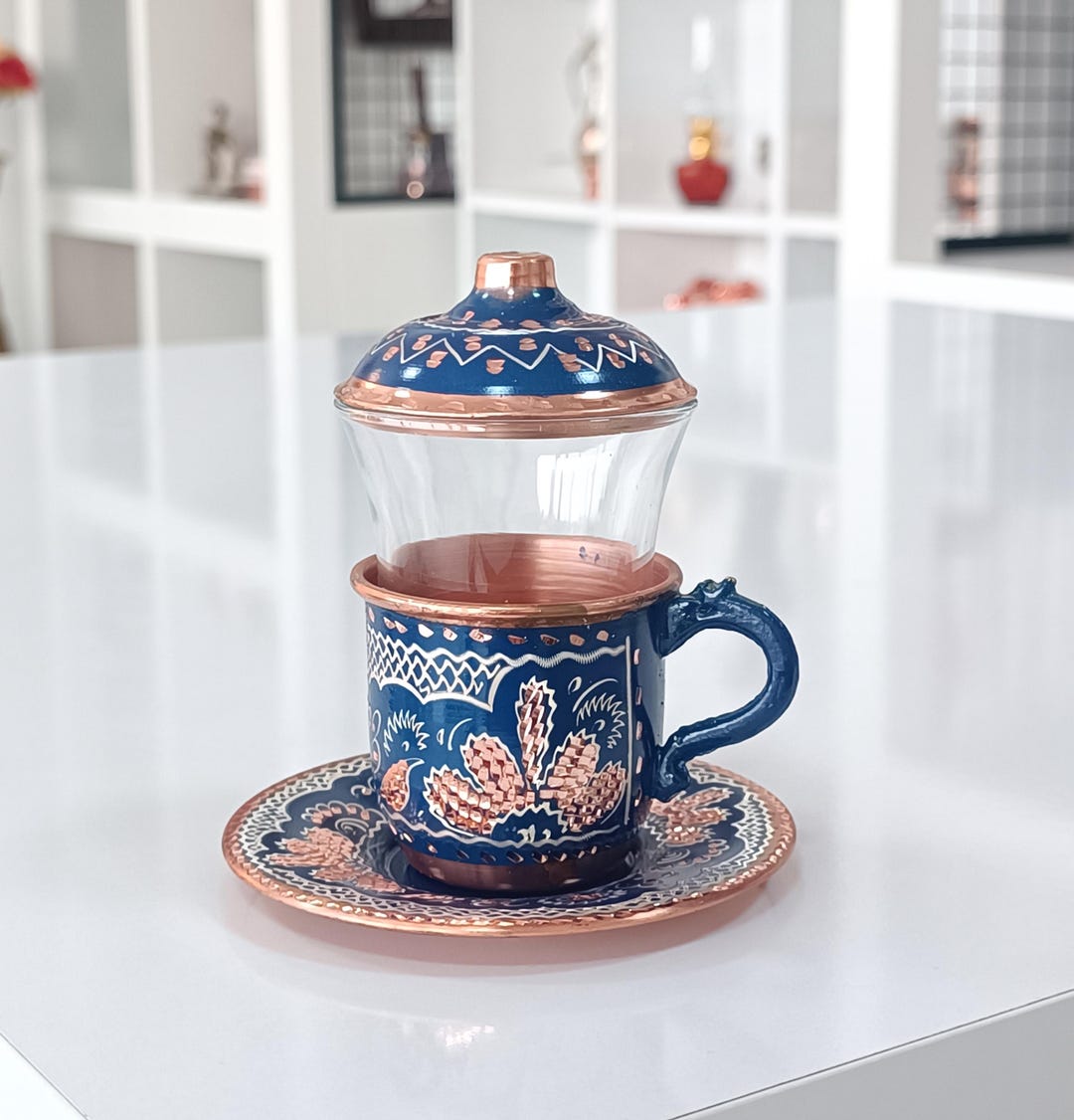 Copper Turkish Tea Cup, Handcrafted Tea Glass With Lid, Copper Gift ...