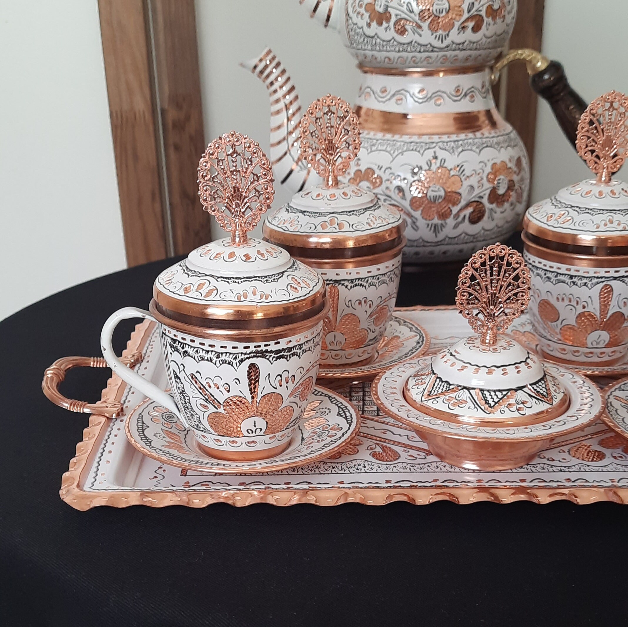 Turkish Tea Set, Copper Tea Set, Copper Tea Pot, Copper Tea Cups ...