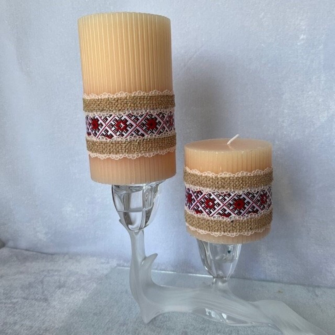 Handcrafted Ukrainian Pillar Candles Set: Decorative Scented ...