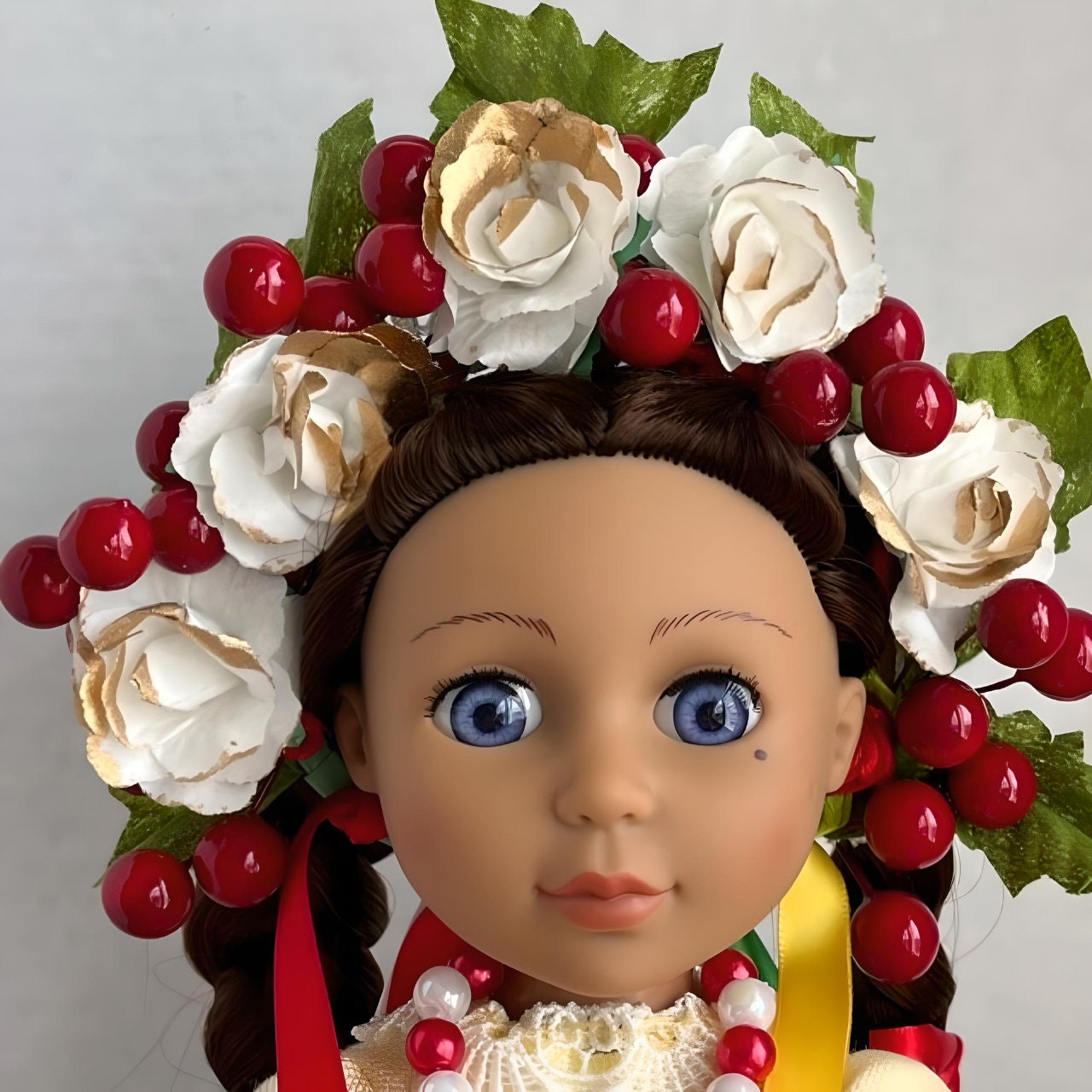 Ukrainian Doll Lesya, Red and Yellow Embroidered Traditional Outfit ...
