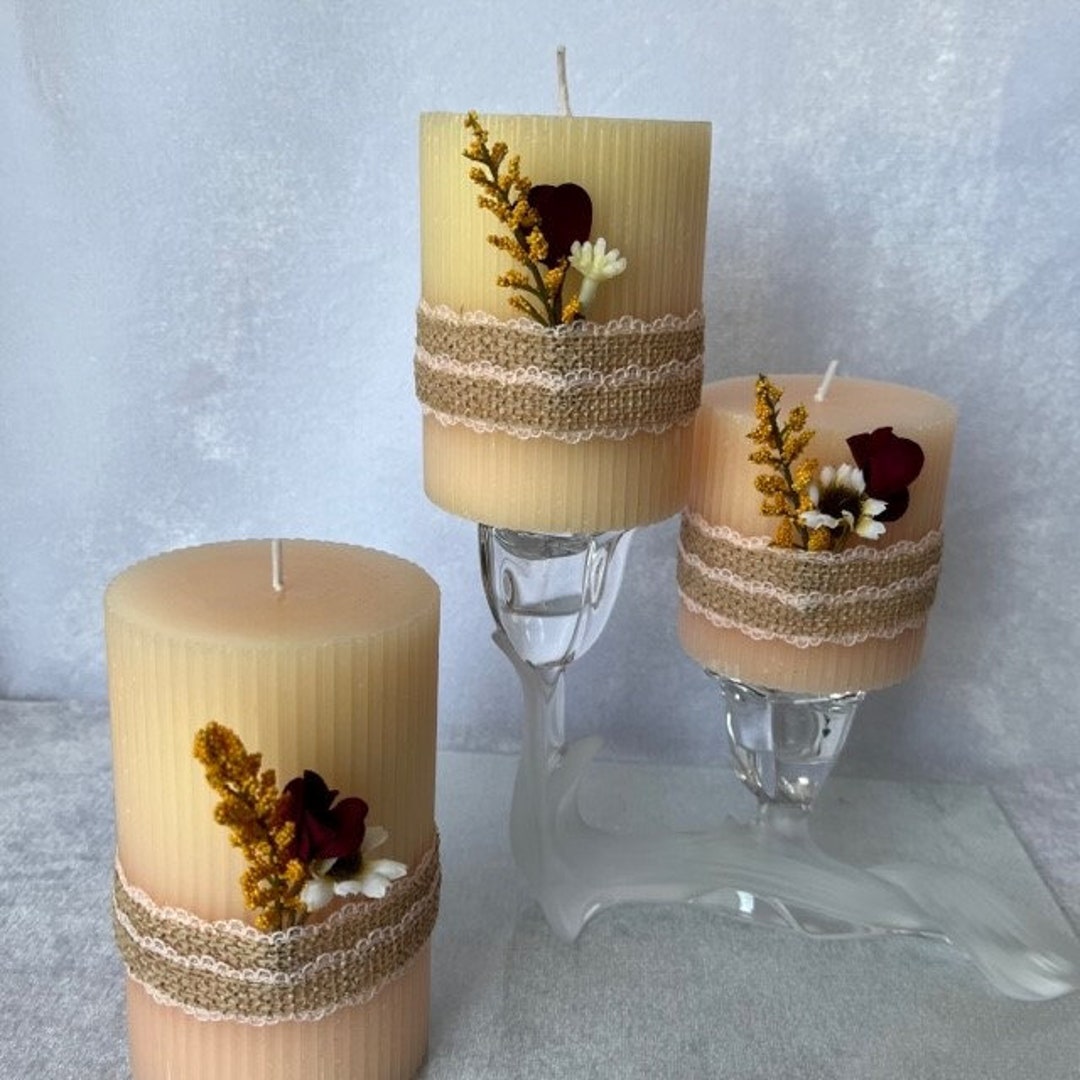 Pillar Candles, Set of 3, Scented Candles, Hand-decorated Candles ...