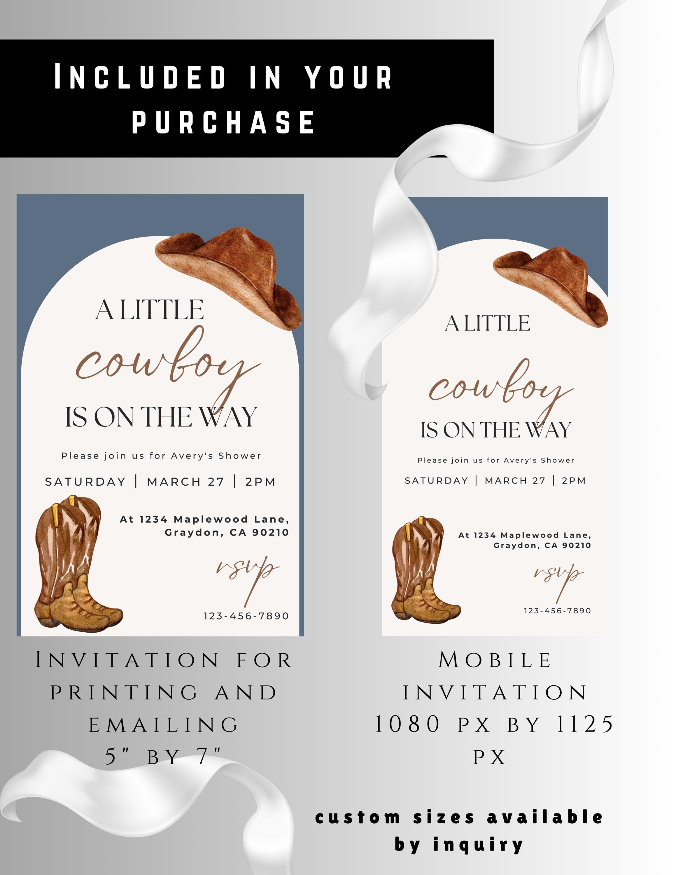 Wild West Wonder: Editable Cowboy Baby Shower Invitation for Your ...