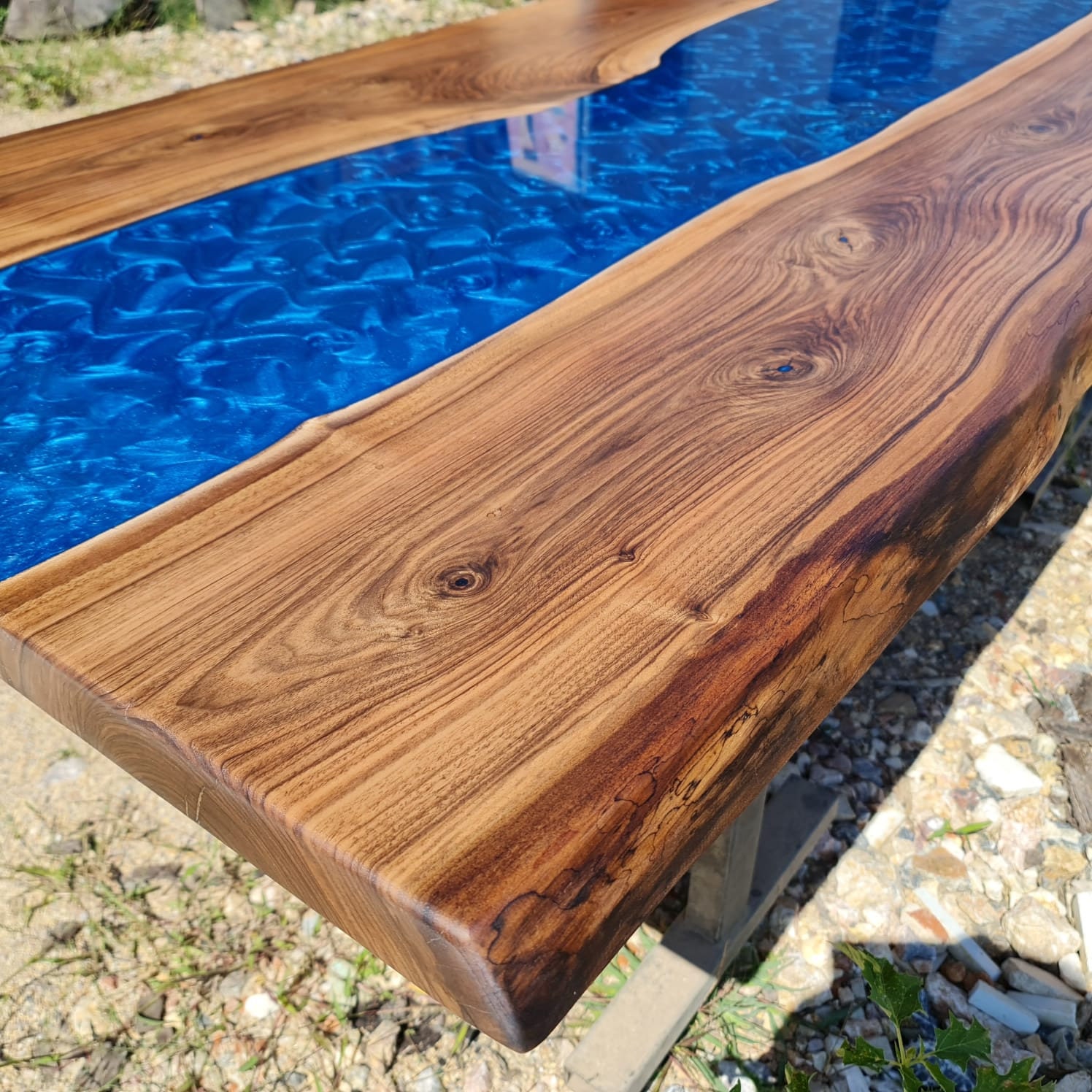 Blue Epoxy Resin Table Live Edge Dining Blue River Table - Etsy