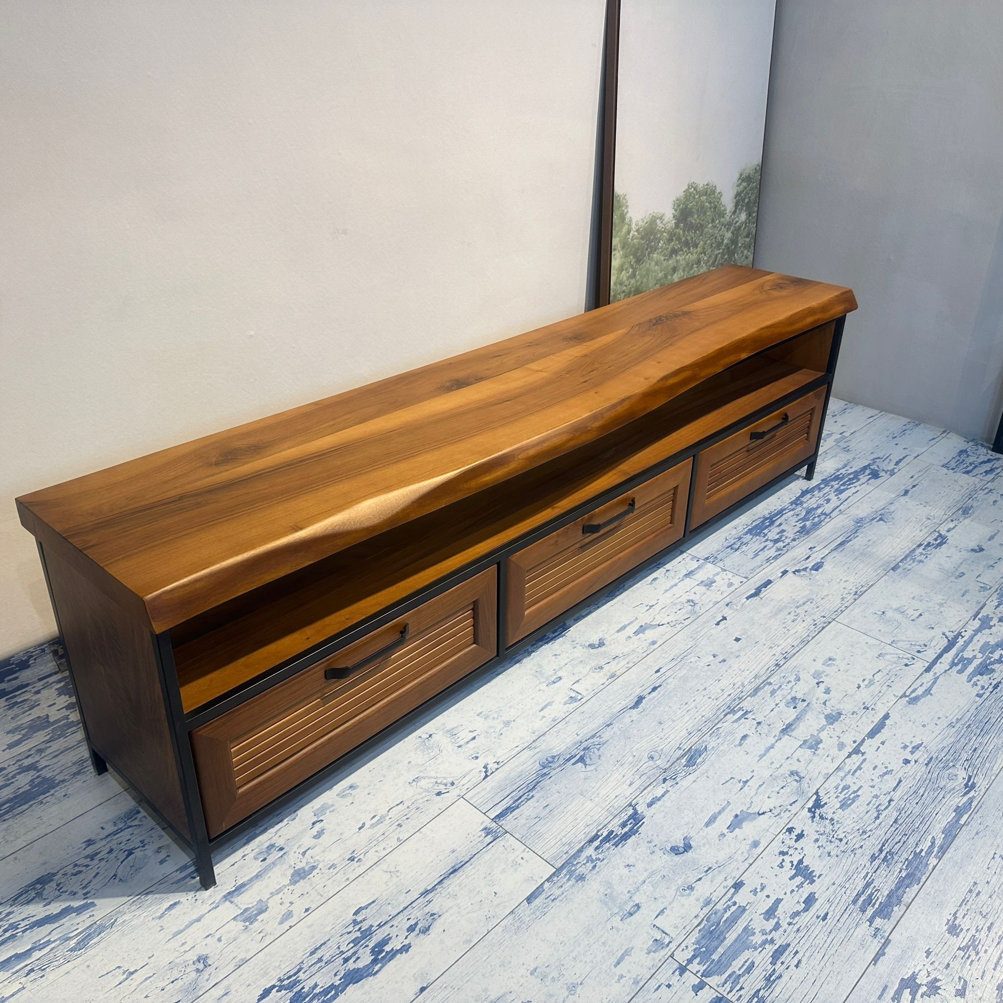 Walnut Wood CREDENZA, TV Console, Tv Stand, Tv Cabinet, Natural Wood Tv ...