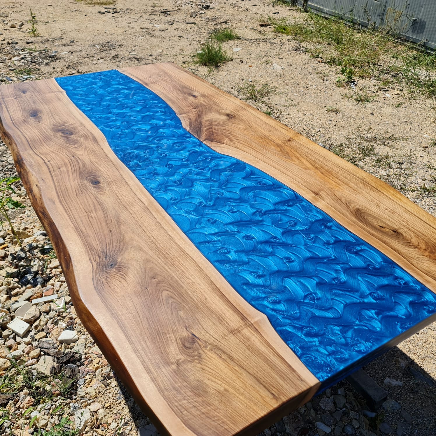 Blue Epoxy Resin Table Live Edge Dining Blue River Table - Etsy