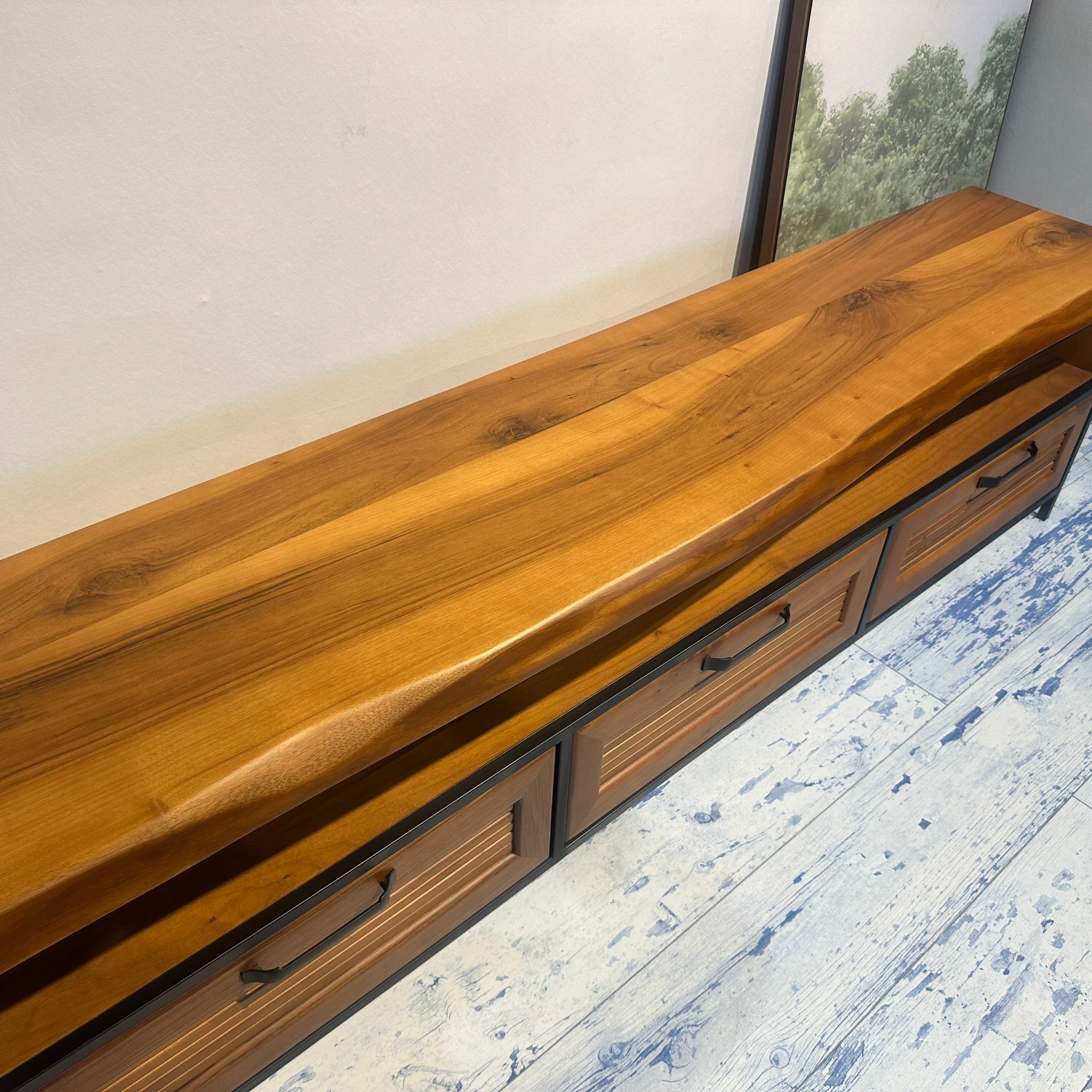 Walnut Wood CREDENZA, TV Console, Tv Stand, Tv Cabinet, Natural Wood Tv ...