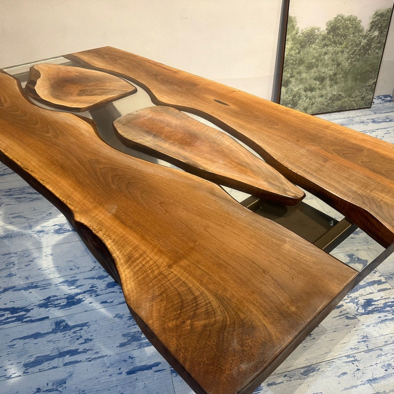 Live Edge , Dining River Table, Walnut Epoxy Table. - Etsy