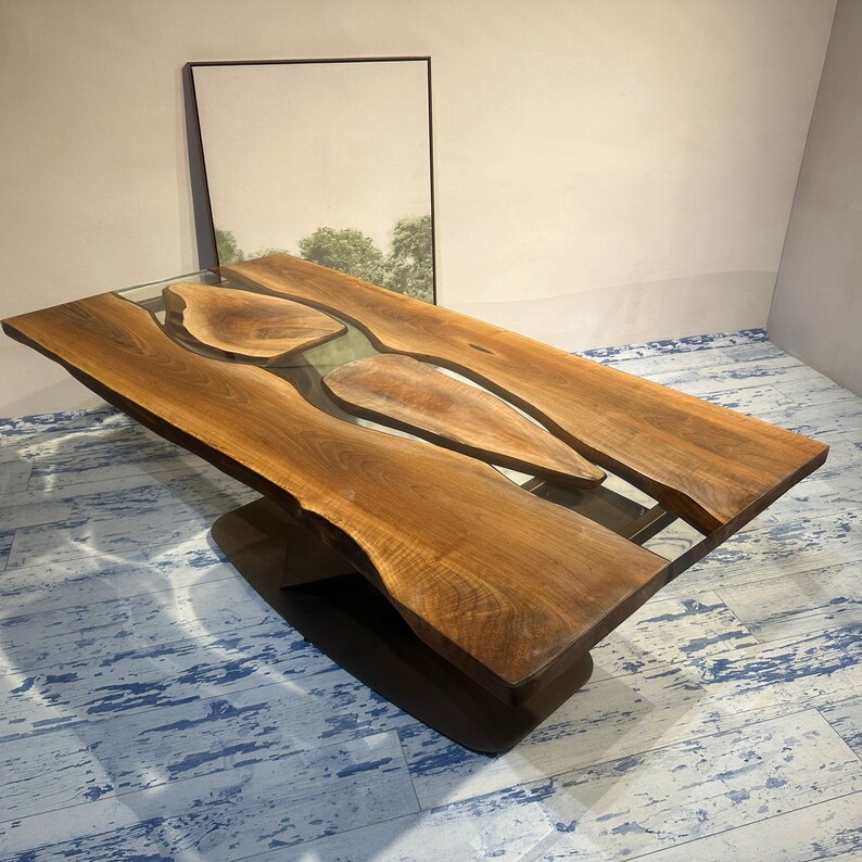 Live Edge , Dining River Table, Walnut Epoxy Table. - Etsy