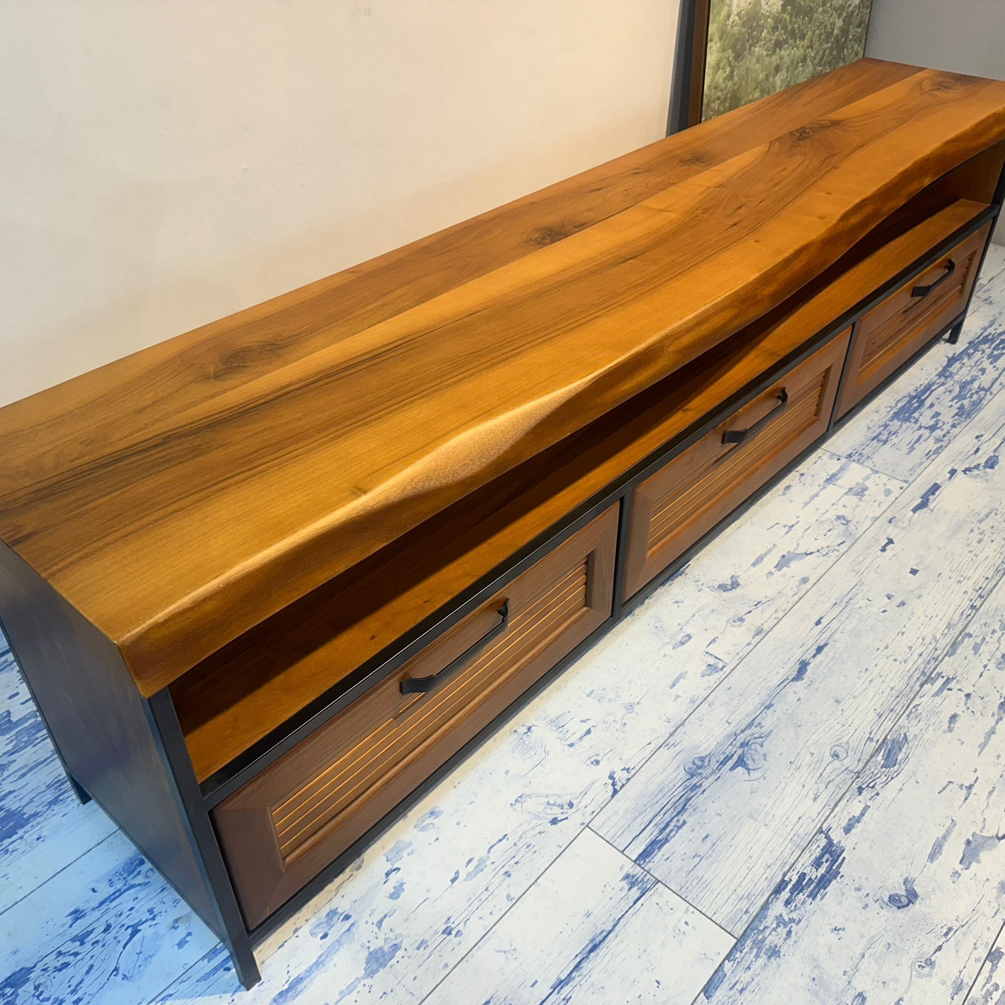 Walnut Wood CREDENZA, TV Console, Tv Stand, Tv Cabinet, Natural Wood Tv ...