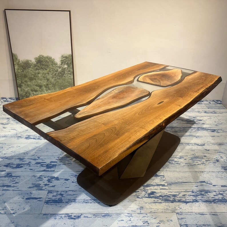 Live Edge , Dining River Table, Walnut Epoxy Table. - Etsy