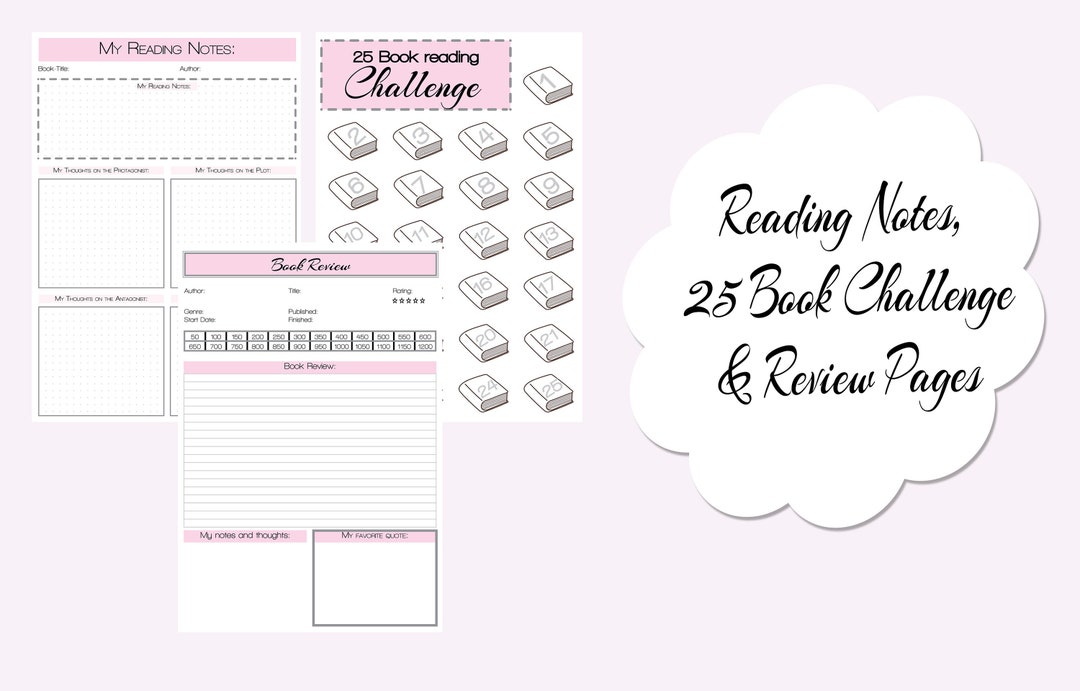 Printable, Reading Journal, Book Tracker, Reading Planner, Book Review ...