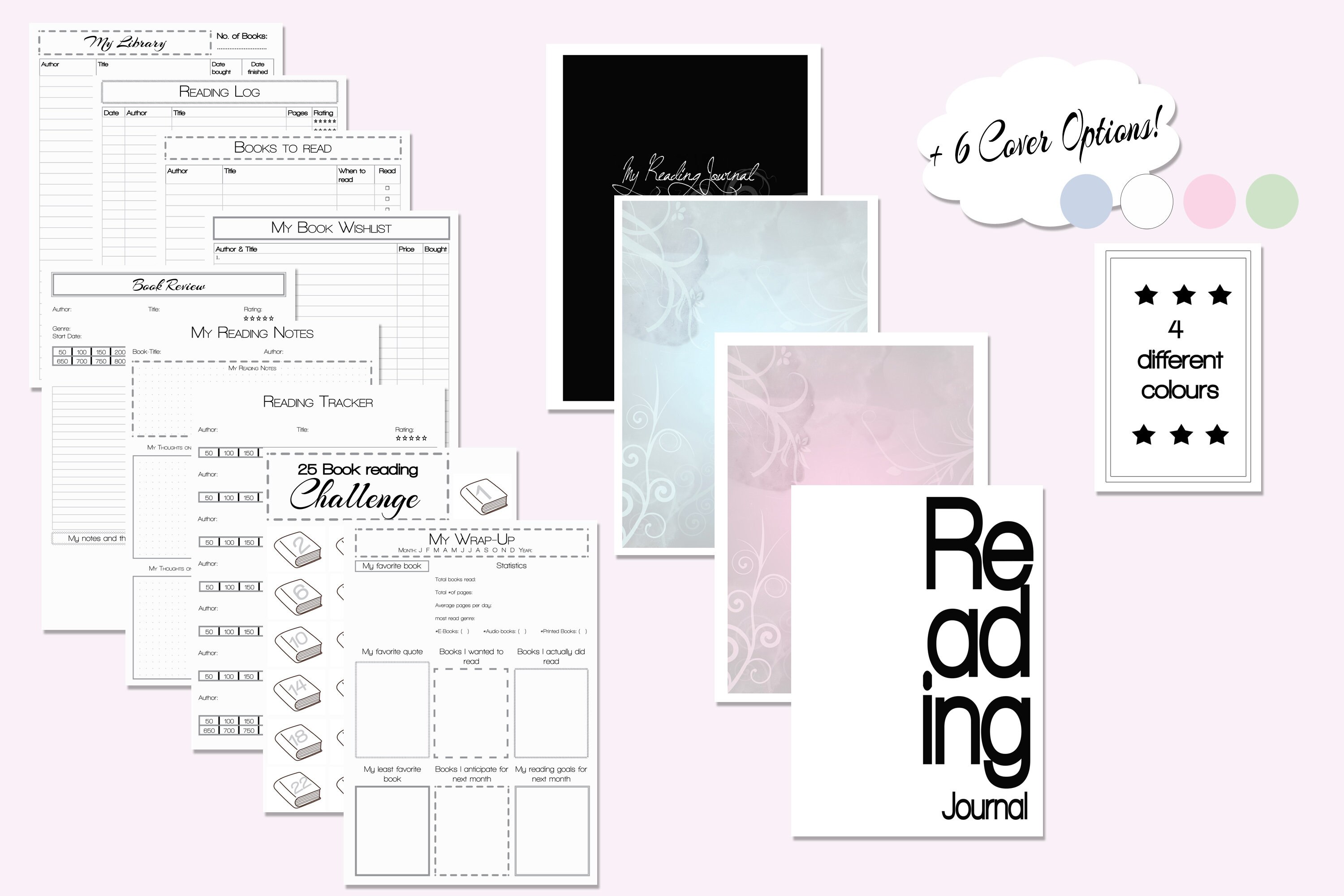 Printable, Reading Journal, Book Tracker, Reading Planner, Book Review ...