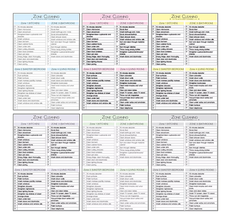 Printable Zone Cleaning Planner|cleaning Planner| Zone Cleaning ...