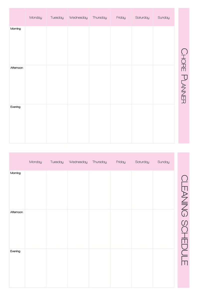 Cleaning Planner in Five Colours | Cleaning Checklist | Printable ...