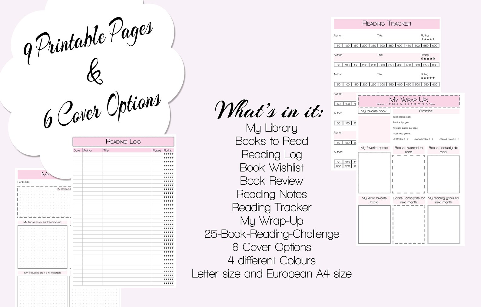 Printable, Reading Journal, Book Tracker, Reading Planner, Book Review ...