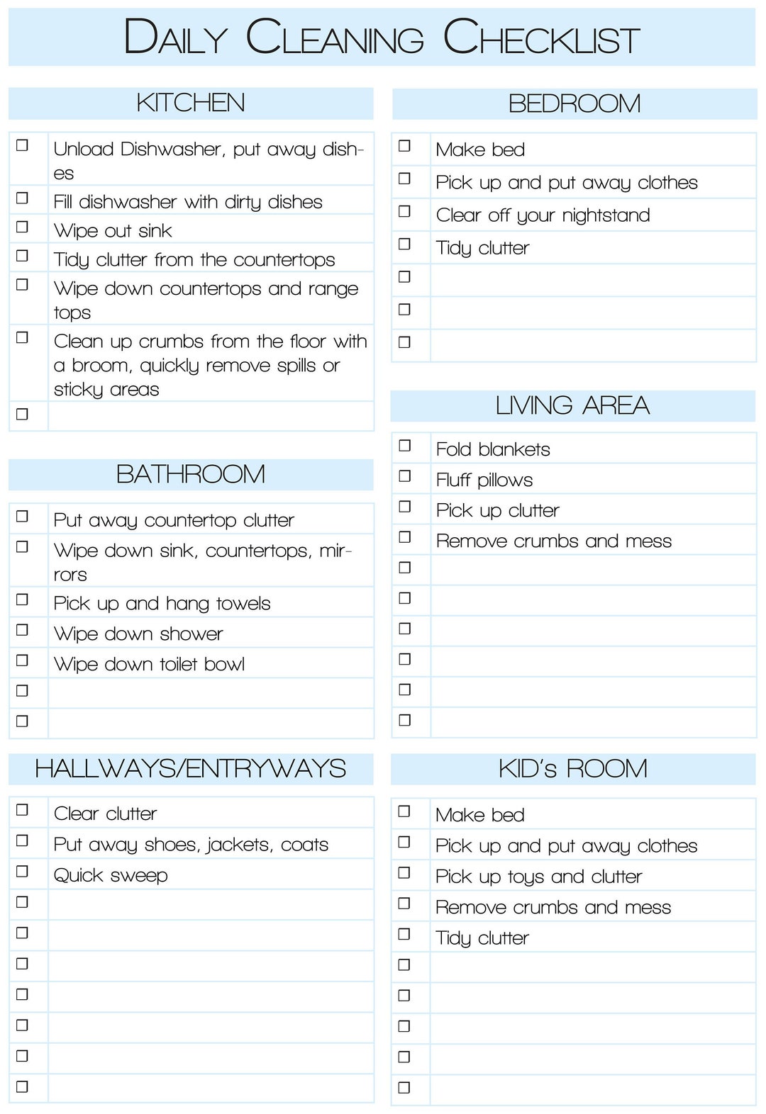 Cleaning Planner in Five Colours | Cleaning Checklist | Printable ...