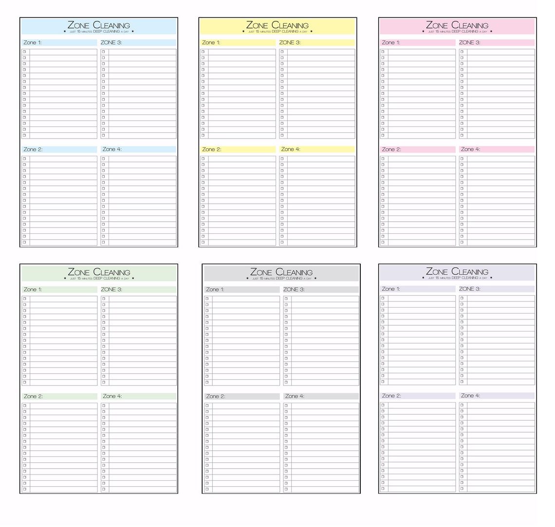 Printable Zone Cleaning Planner|cleaning Planner| Zone Cleaning ...