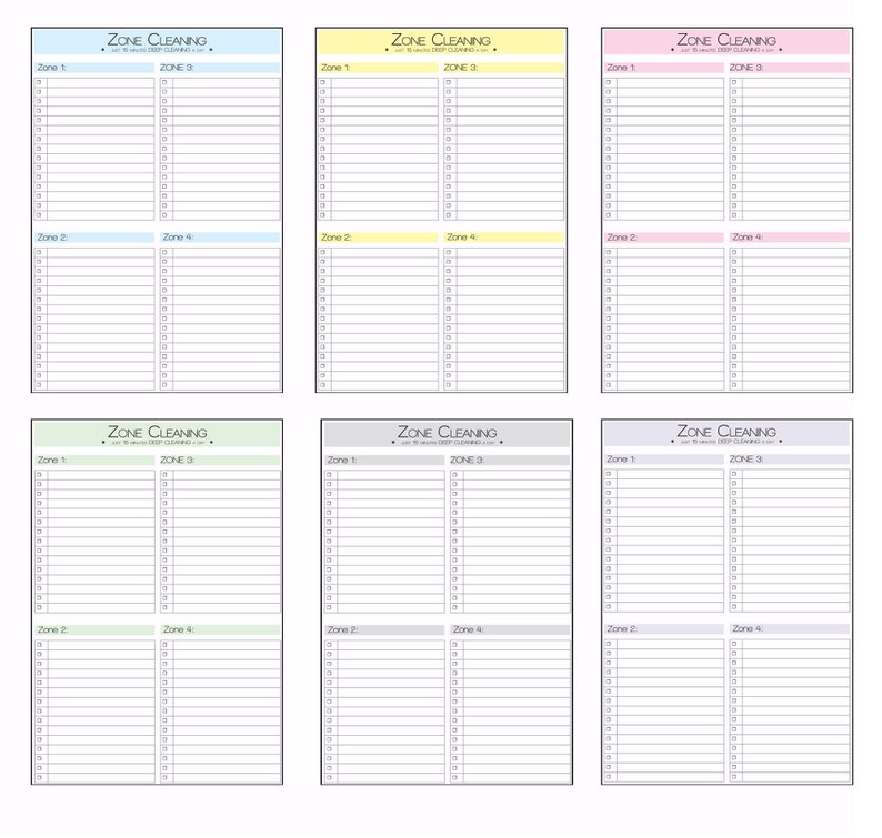 Printable Zone Cleaning Planner|cleaning Planner| Zone Cleaning ...
