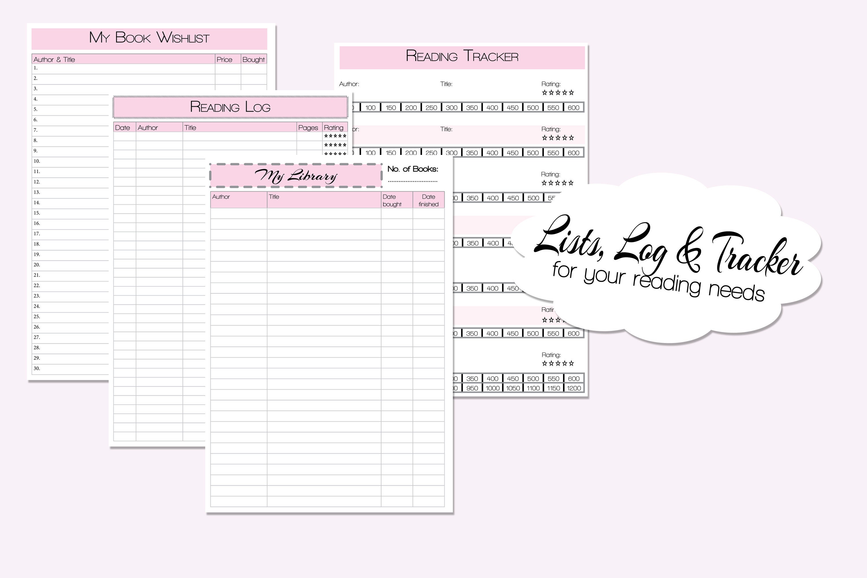 Printable, Reading Journal, Book Tracker, Reading Planner, Book Review ...