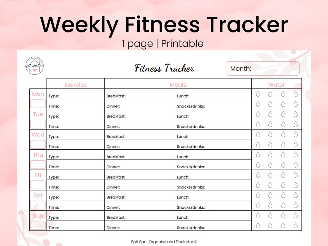 Weekly Fitness Tracker, Water Tracker, Workout Tracker, Meal Tracker ...