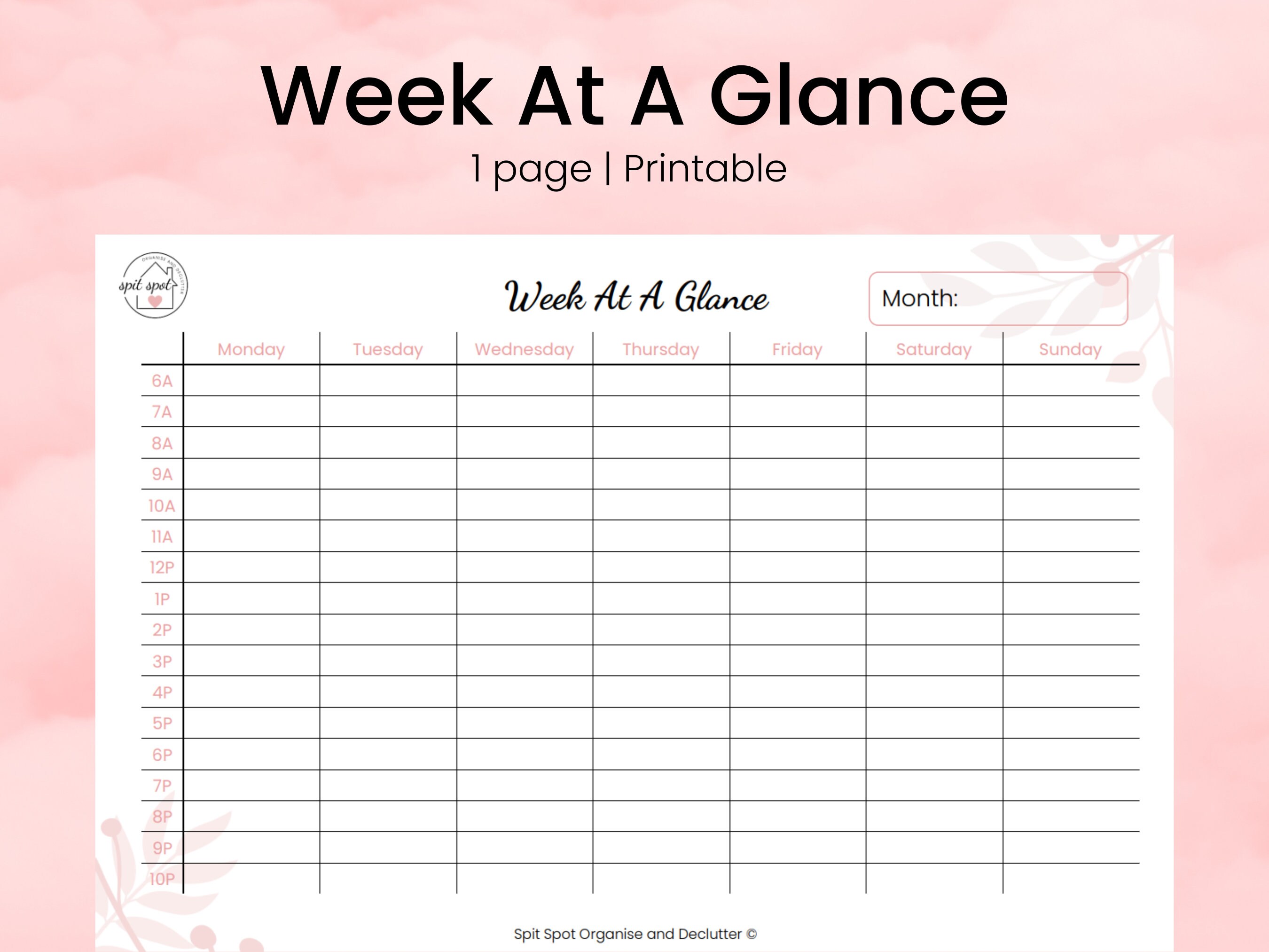 Week at a Glance, Weekly Schedule, Weekly Agenda, Hourly Layout, Hourly ...