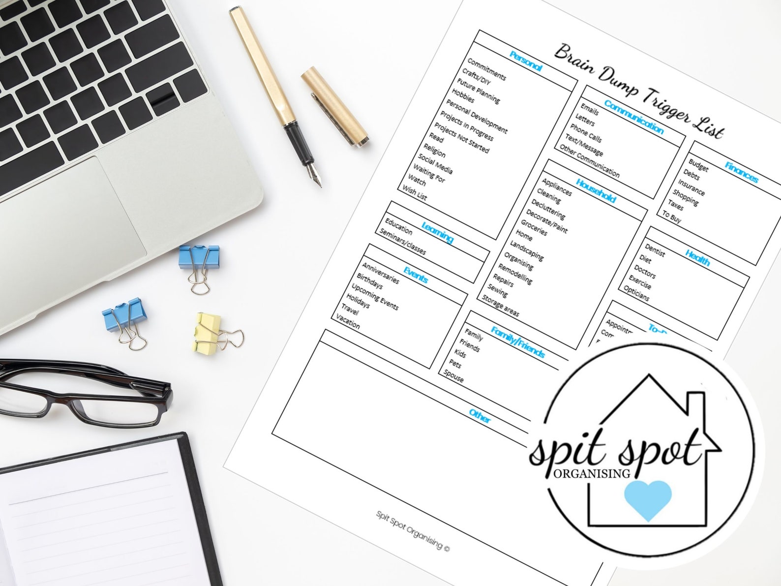 Brain Dump Trigger List, Mind Sweep, Planning, Productivity, Planner ...